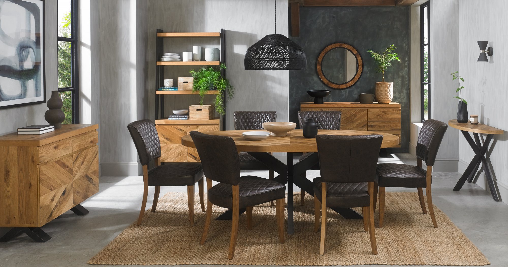Bosco 6 Seat Dining Table - Rustic Oak - Home Origins