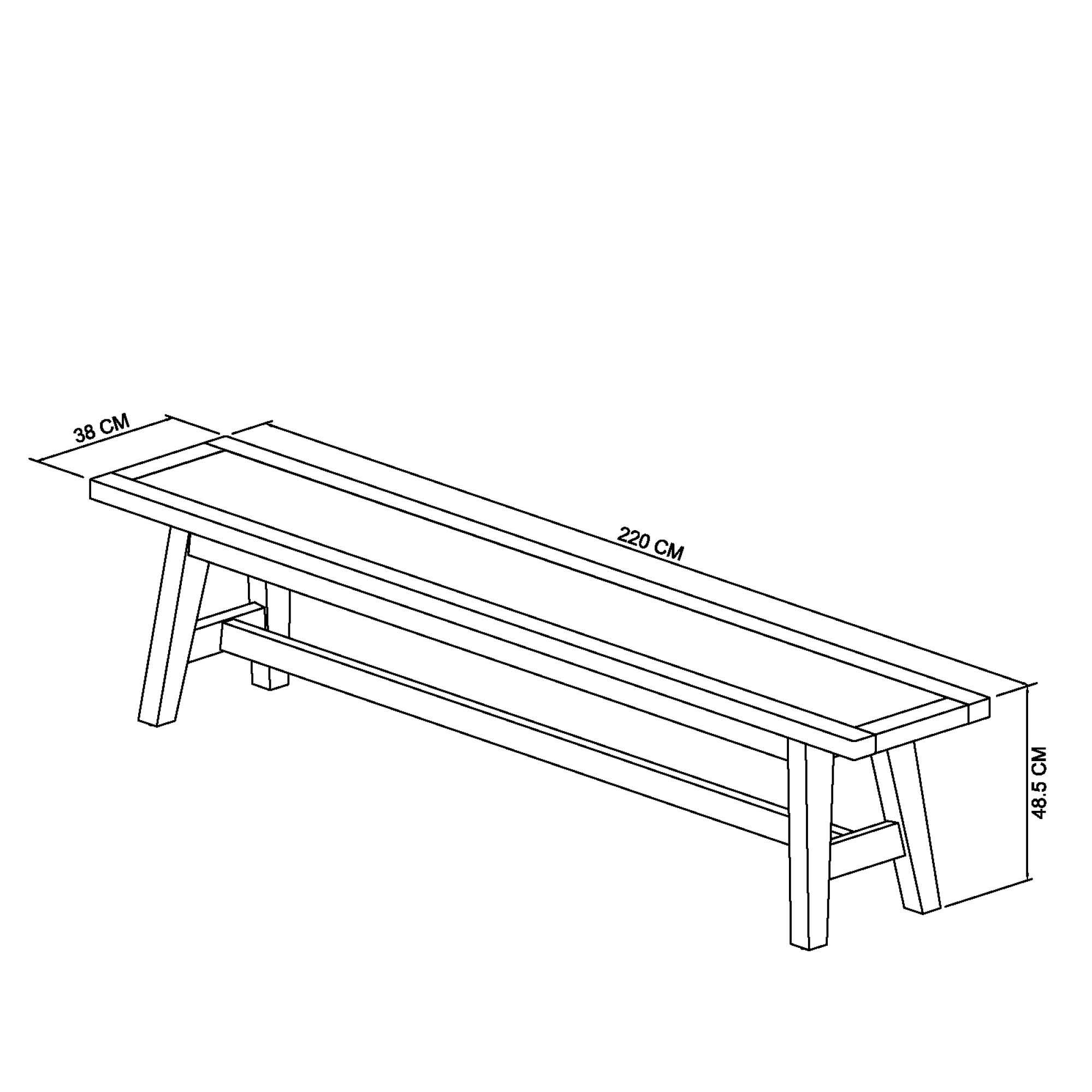 Rosen Rustic Oak Bench for 6-8 Seater Dining Table | Dining - Home Origins