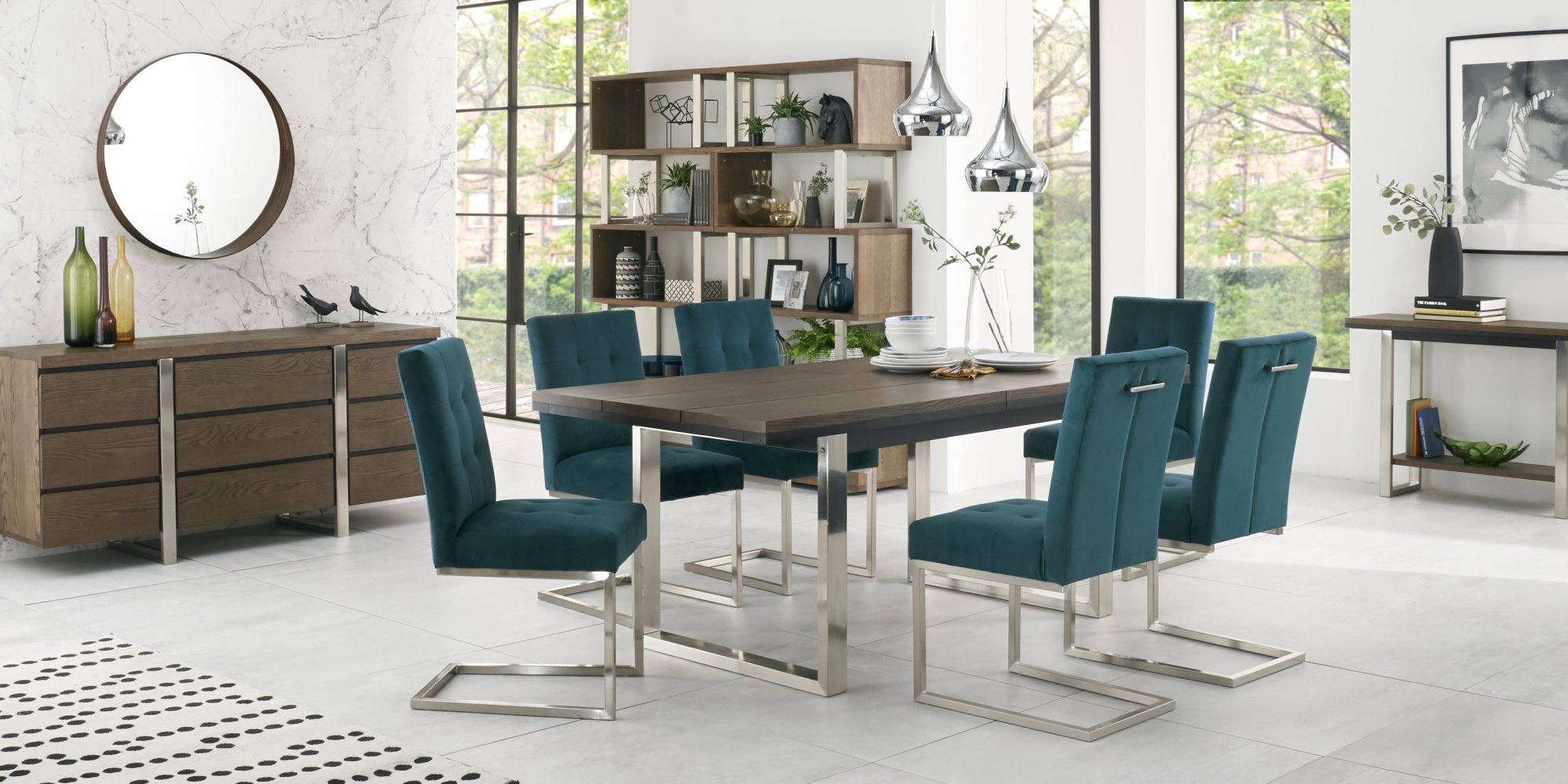 Turner Dark Oak Dining Table | 6-8 Seater | Dining Furniture - Home Origins